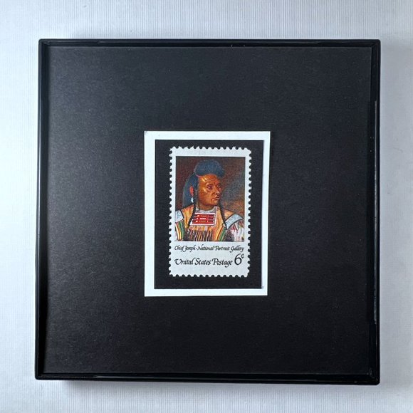 Wall Decor | Chief Joseph 1968 Framed Postage Stamp Art 4x4 Usa 1364 ...